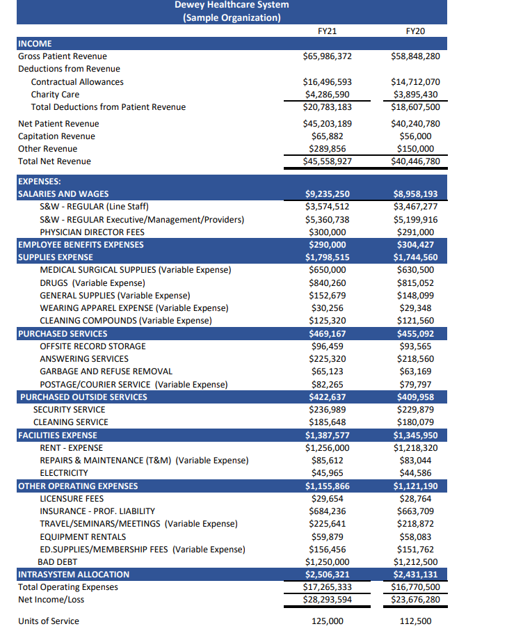 [Solved] INCOME Gross Patient Revenue Deductions f | SolutionInn