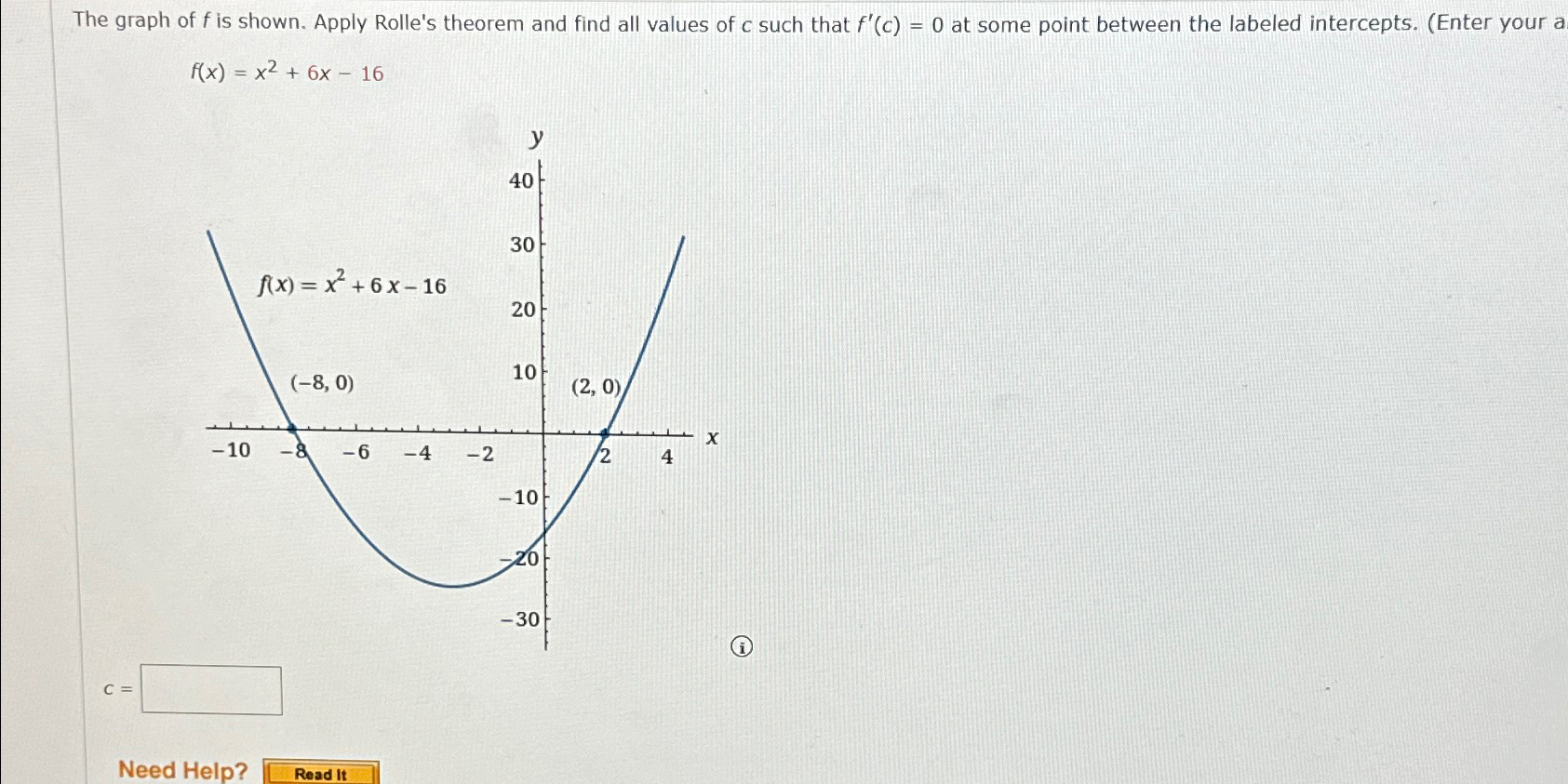 [Solved] The graph of f is shown. Apply Rolle's th | SolutionInn