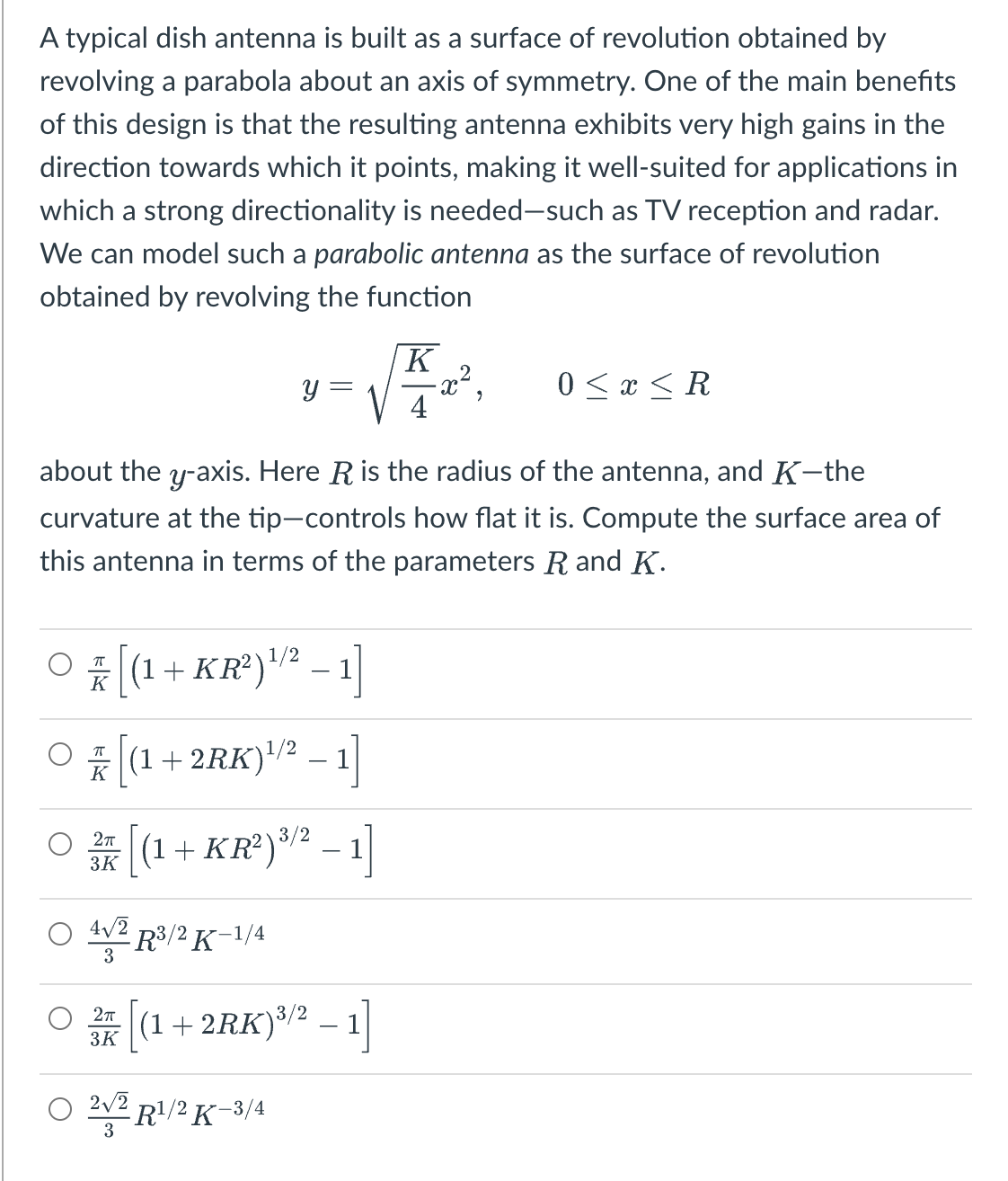 [Solved] A typical dish antenna is built as a surf | SolutionInn