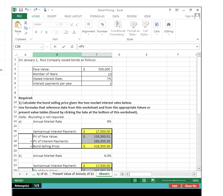 [Solved] Bond Pricing - Excel FILE HOME INSERT PAG | SolutionInn