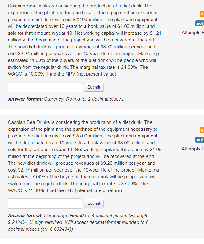 [Solved] Caspian Sea Drinks is considering the pro | SolutionInn