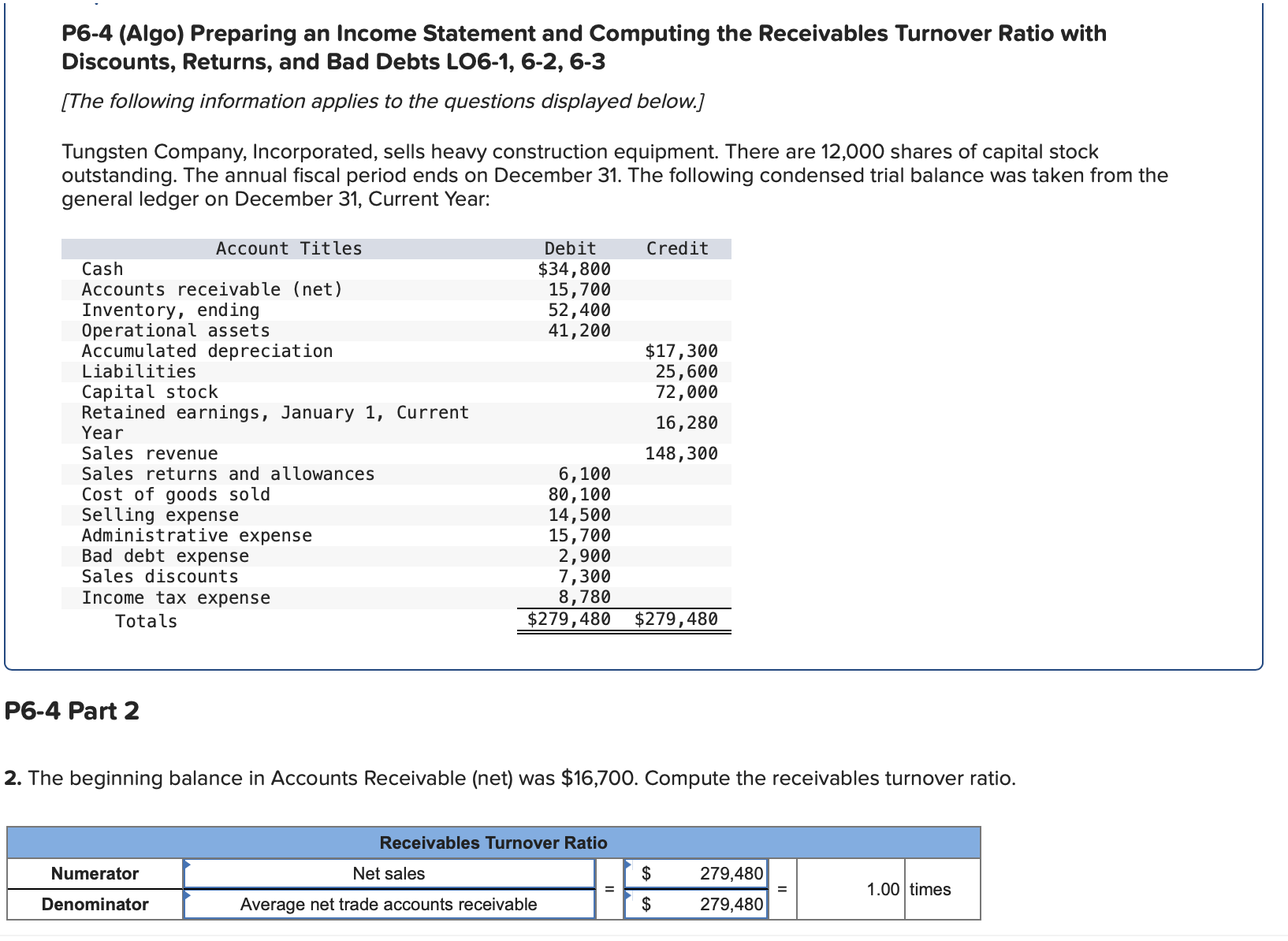 [Solved] P6-4 (Algo) Preparing an Income Statement | SolutionInn