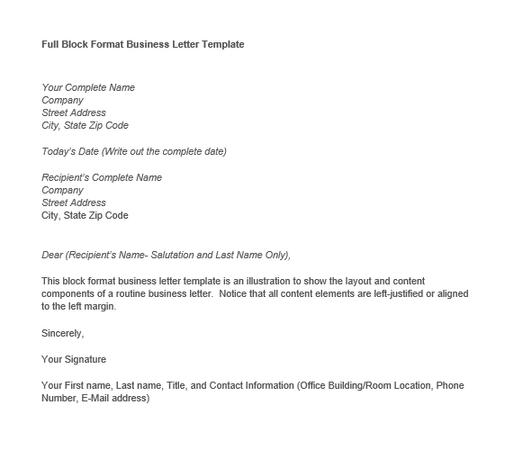[Solved] Full Block Format Business Letter Templat | SolutionInn