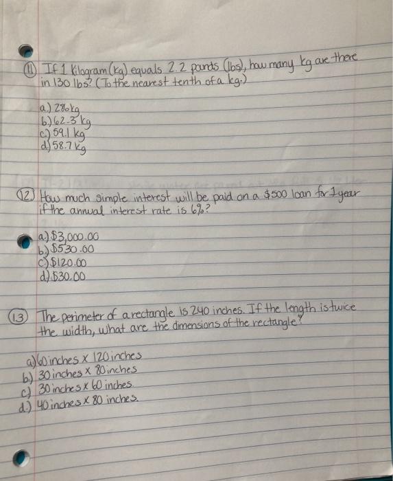 [Solved] If 1 kilogram (kg) equals 2.2 pounds (lbs | SolutionInn