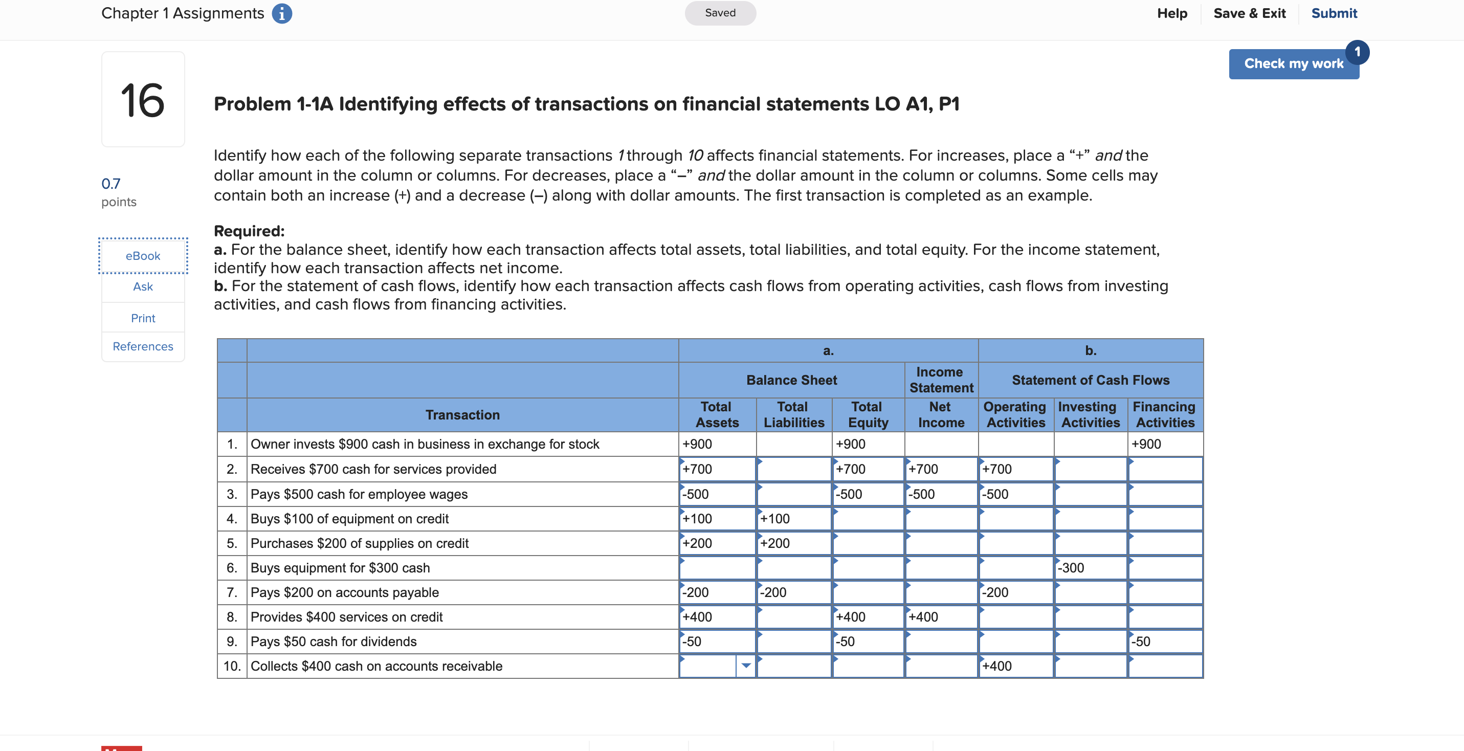 [Solved] Chapter 1 Assignments i Saved 16 Problem | SolutionInn
