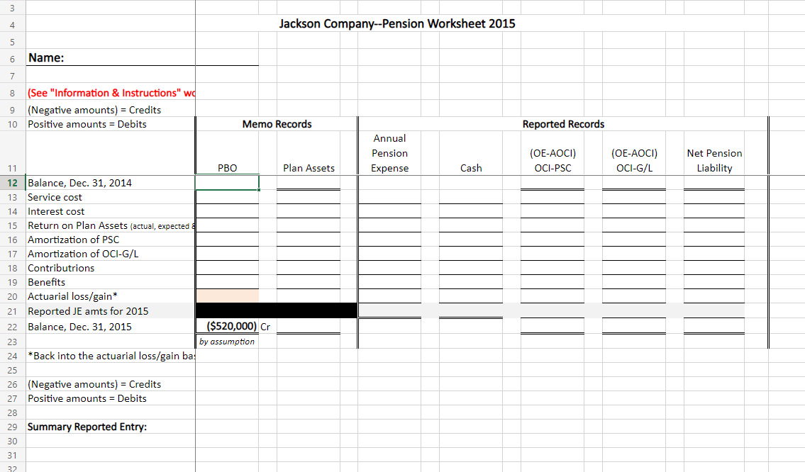 [SOLVED] Pensions--Class Example & Worksheet Assignment Jackson Company ...