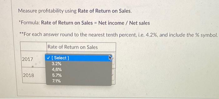 [Solved] Measure profitability using Rate of Retur | SolutionInn