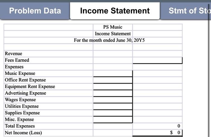 [Solved] Problem Data Income Statement Stmt of Sto | SolutionInn
