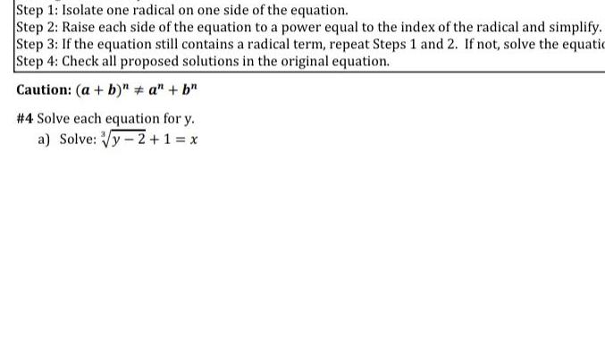 [SOLVED] Step 1: Isolate one radical on one side of the equation ...