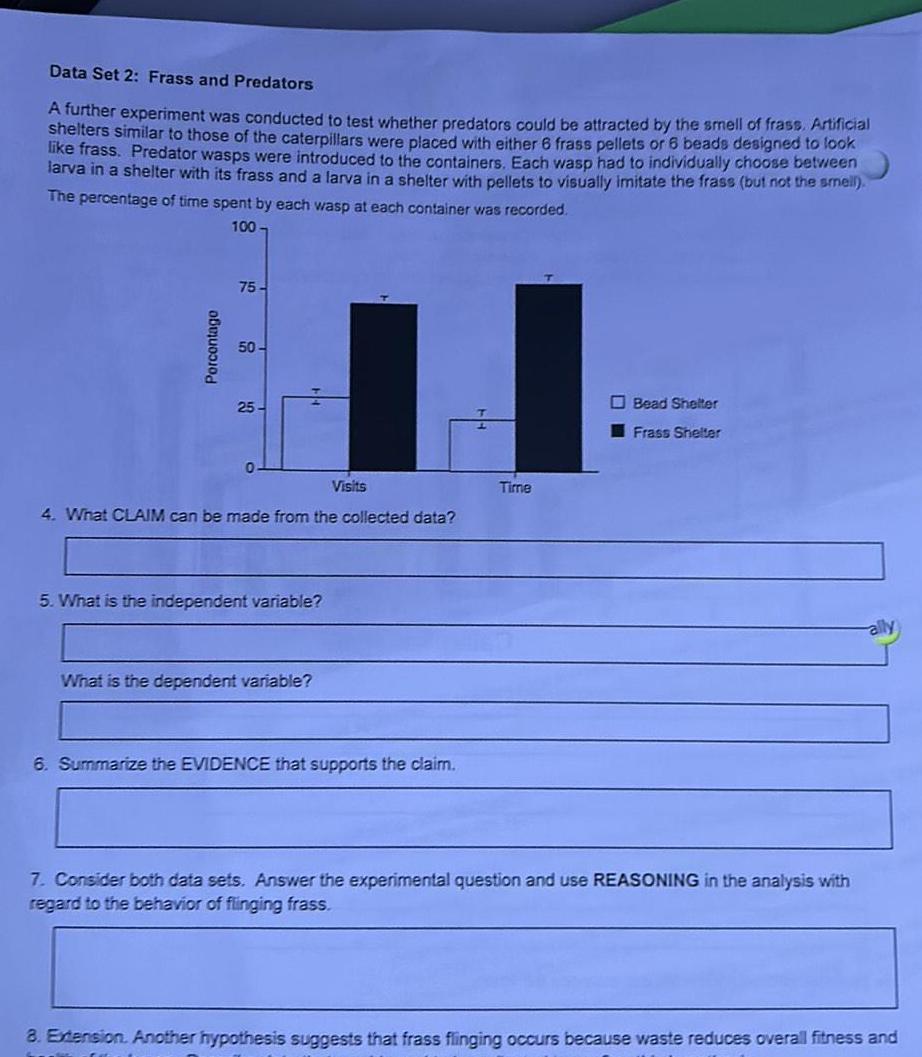 [SOLVED] Data Set 2: Frass and Predators A further experiment was conducted | SolutionInn