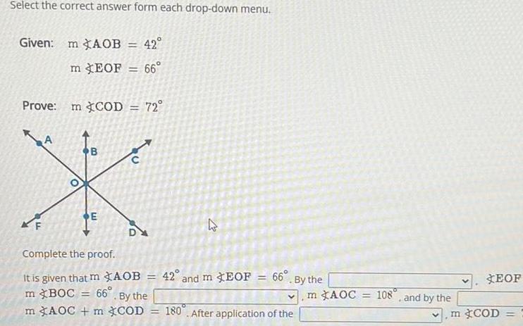 [SOLVED] Select the correct answer form each drop-down menu. Given: m ...