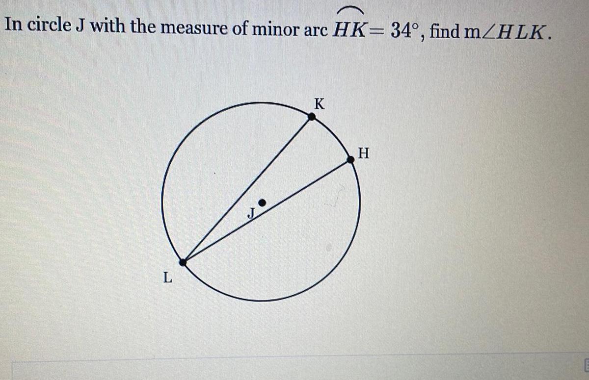 [Solved] In circle J with the measure of minor arc | SolutionInn