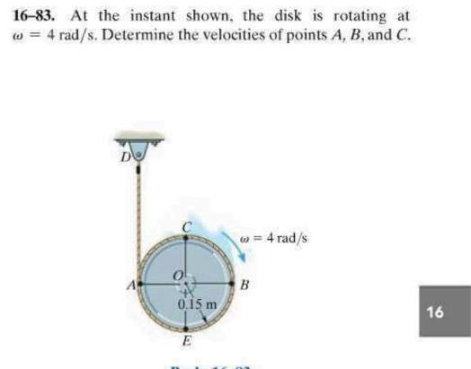 [SOLVED] 16-83. At the instant shown, the disk is rotating at t | SolutionInn