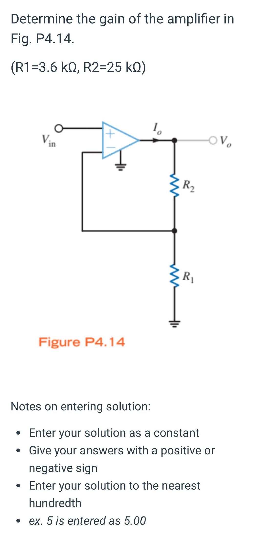 [SOLVED] Determine the gain of the amplifier in Fig P4 14 R1 | SolutionInn