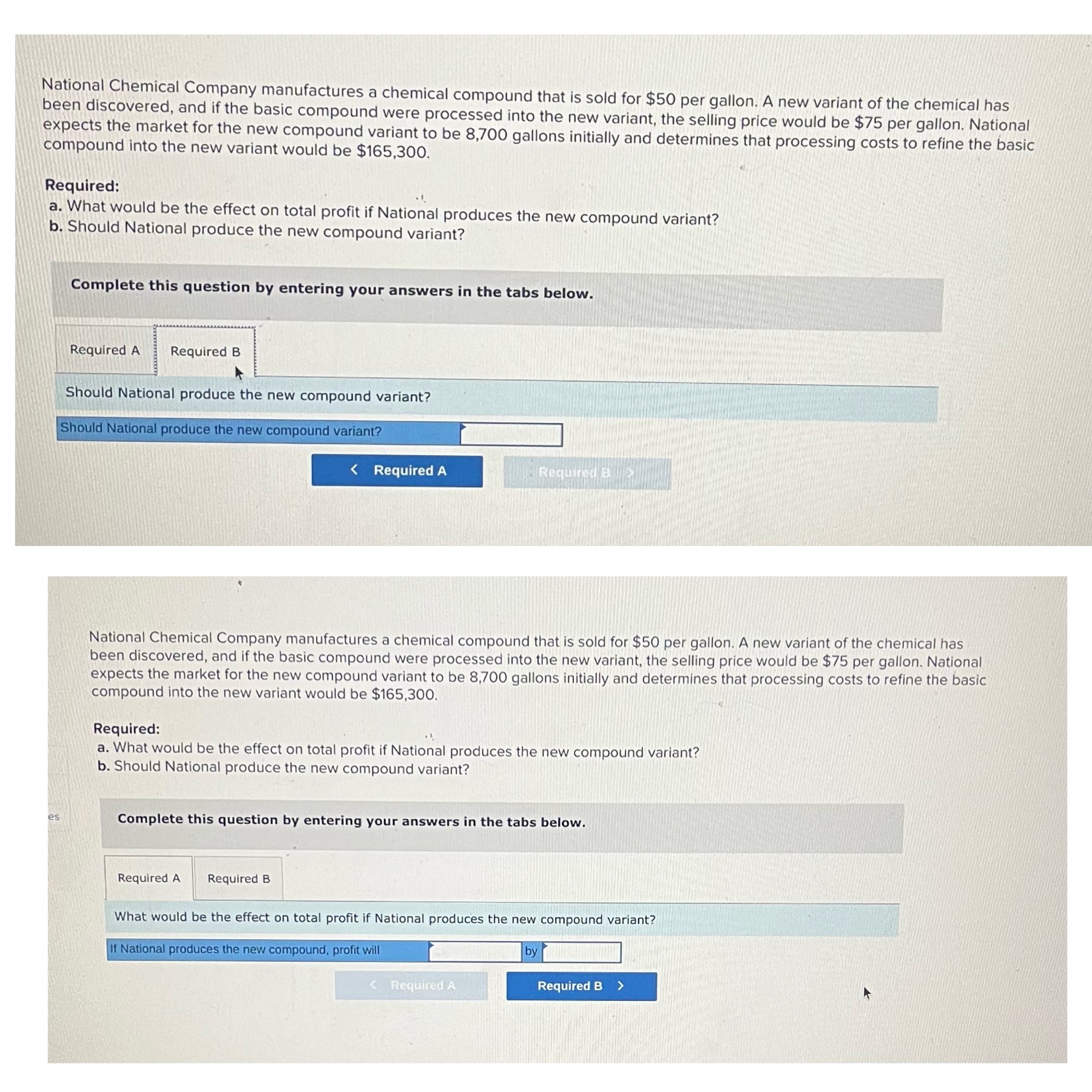 [SOLVED] National Chemical Company manufactures a chemical compound that is sold for | SolutionInn