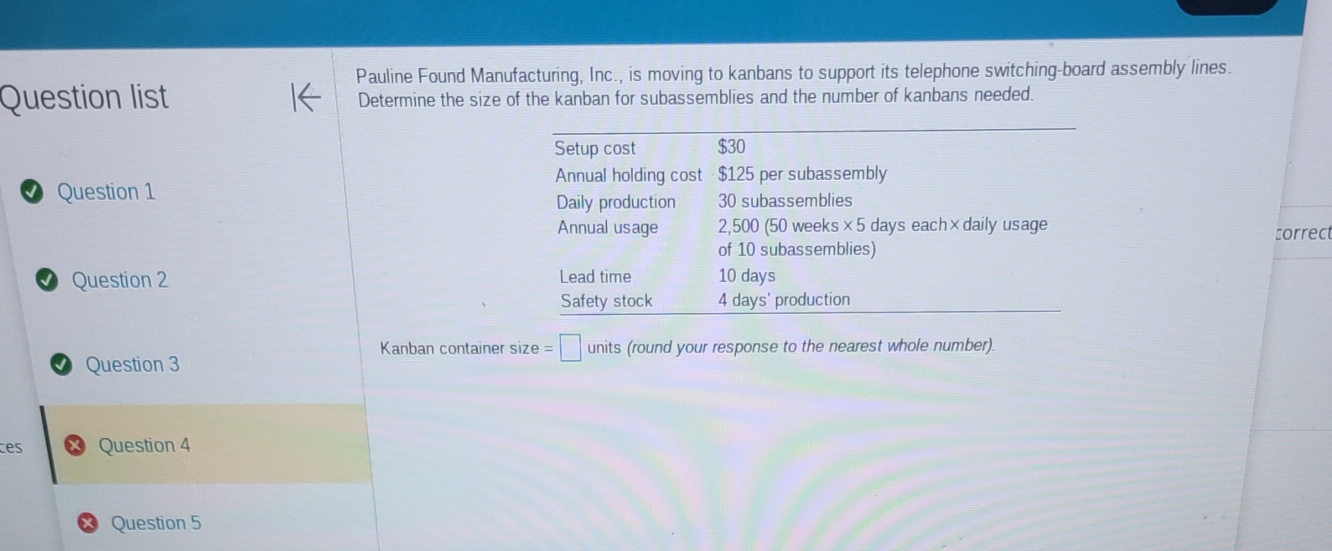 [SOLVED] Question list Pauline Found Manufacturing, Inc., is moving to kanbans to | SolutionInn