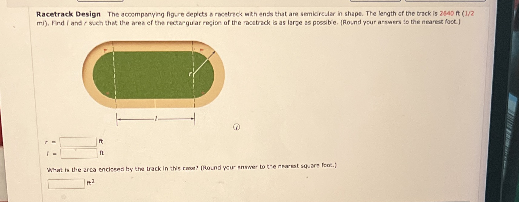 [SOLVED] Racetrack Design The accompanying figure depicts a racetrack ...