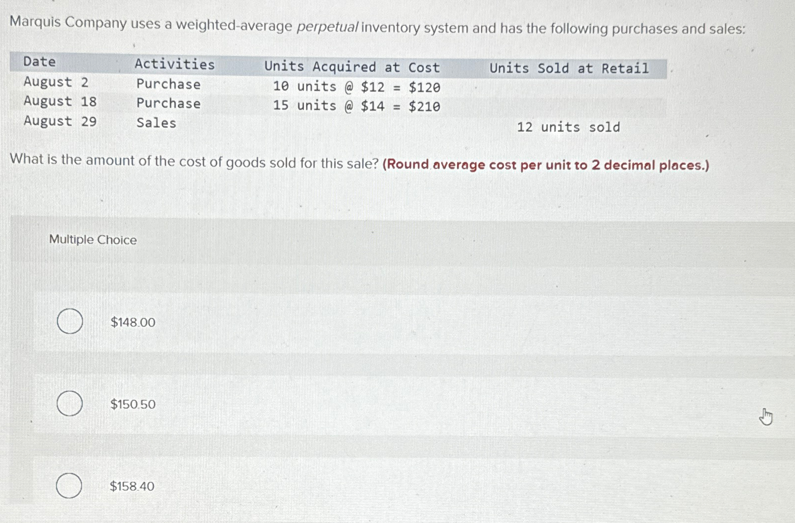 [SOLVED] Marquis Company uses a weighted - average perpetual inventory system and | SolutionInn