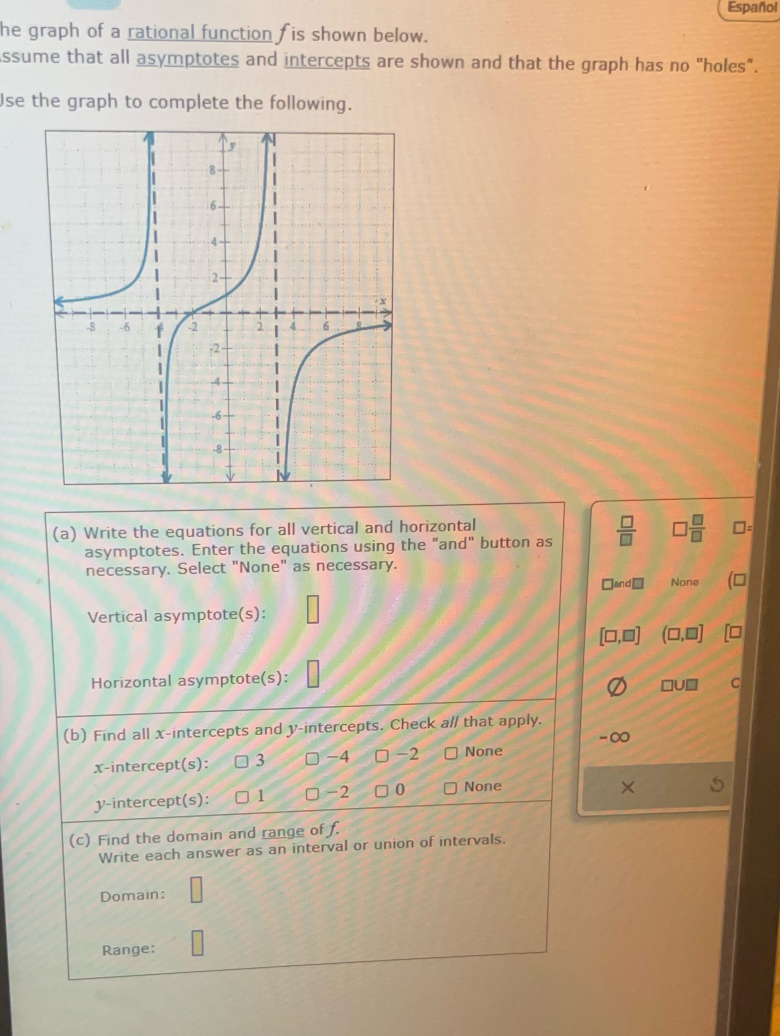 [Solved] he graph of a rational function fis shown | SolutionInn