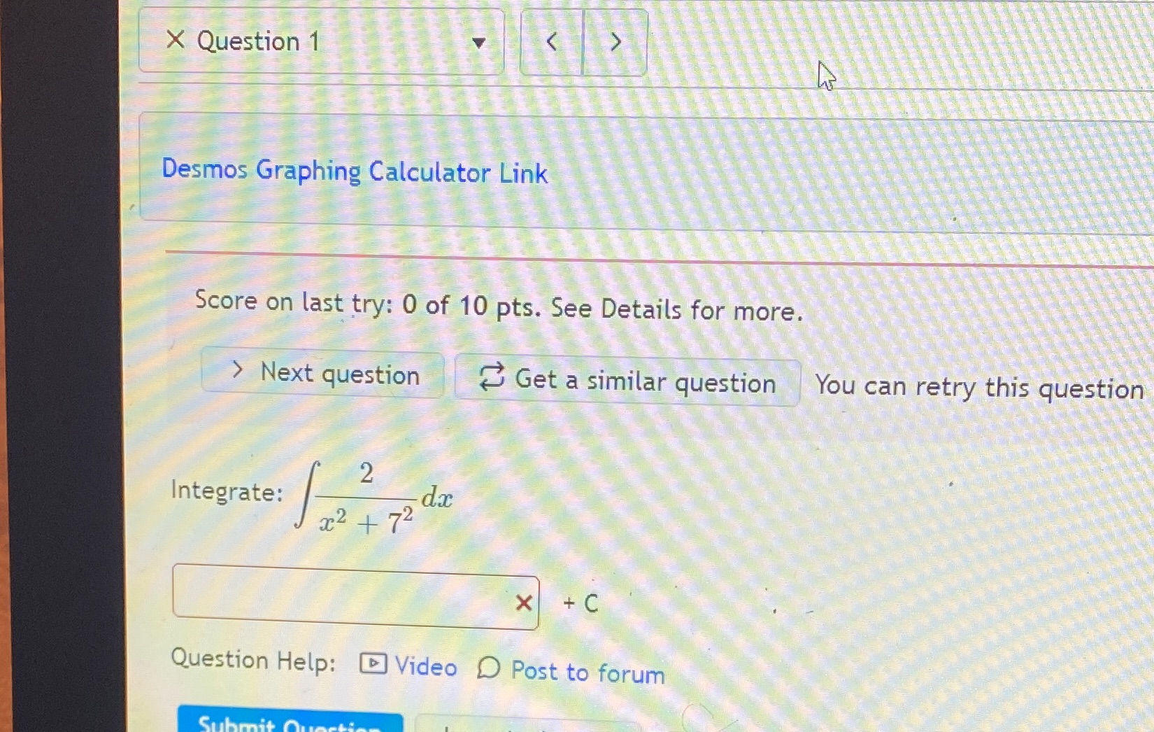[Solved] X Question 1 Desmos Graphing Calculator Link Score on last try: | SolutionInn
