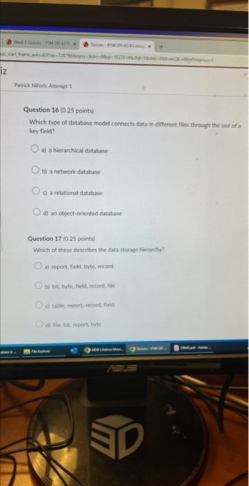 [Solved] Which type of database model connects data in different files through | SolutionInn