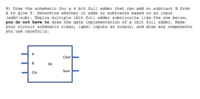 [Solved] 9) Draw the schematic for a 4 bit full ad | SolutionInn