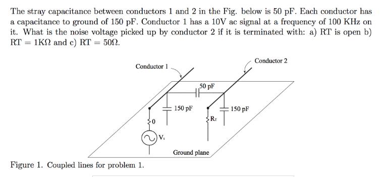[Solved] The stray capacitance between conductors | SolutionInn