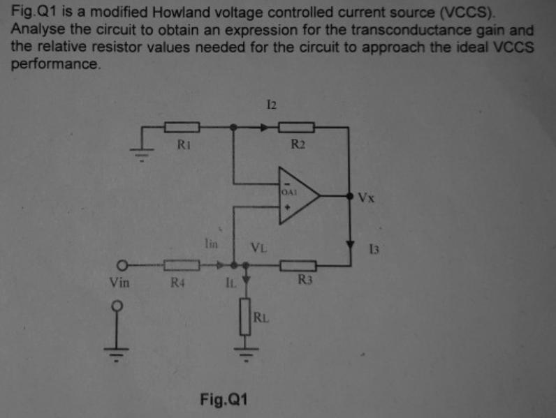 [Solved] Fig.Q1 is a modified Howland voltage cont | SolutionInn