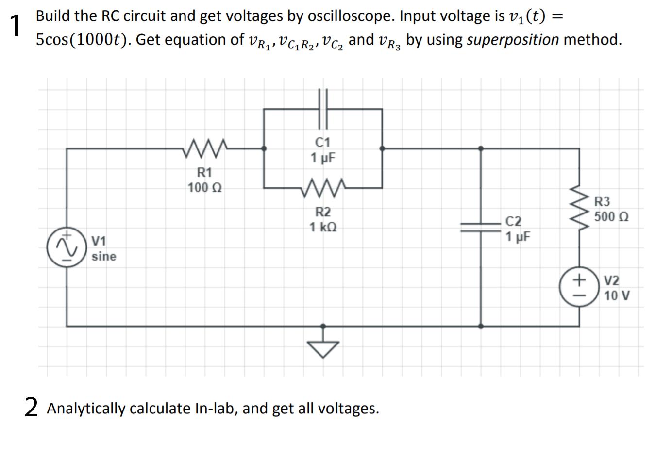 [Solved] Build the RC circuit and get voltages by | SolutionInn