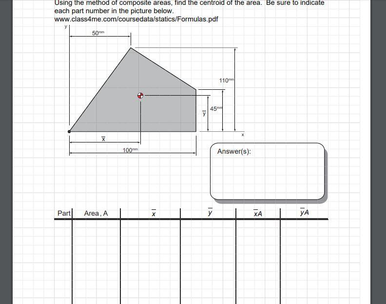 [Solved] Using the method of composite areas, find | SolutionInn