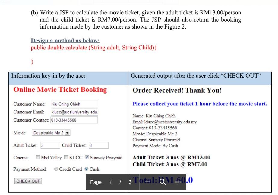 [Solved] (b) Write a JSP to calculate the movie ti | SolutionInn