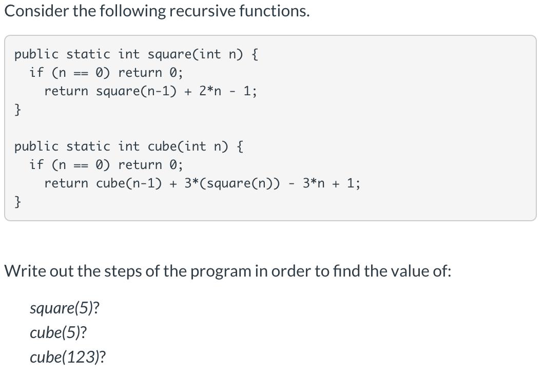 [Solved] Consider the following recursive function | SolutionInn