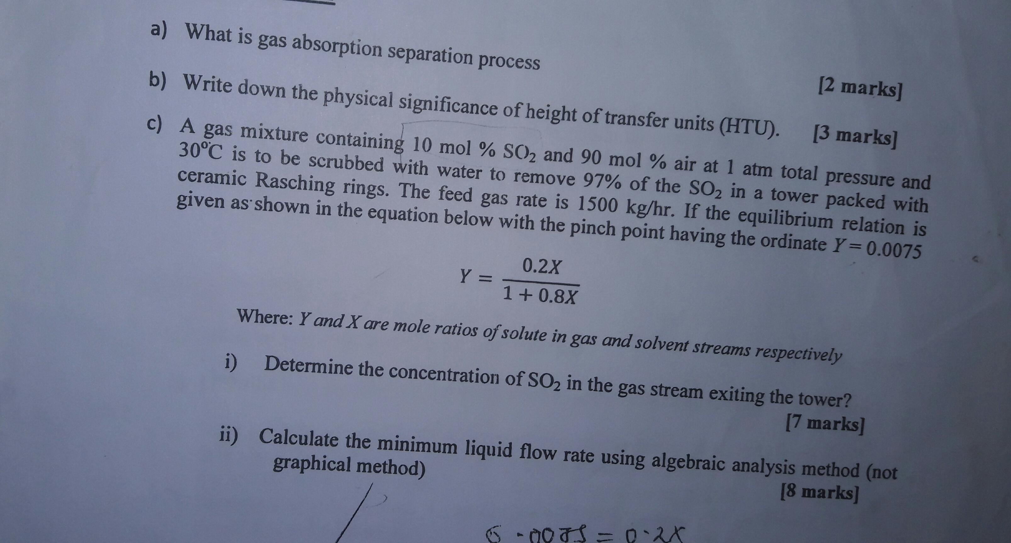 [Solved] a) What is gas absorption separation proc | SolutionInn