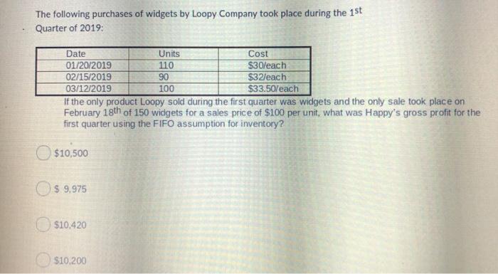 Solved The Following Purchases Of Widgets By Loopy Company Took Place During SolutionInn solved-the-following-purchases-of-widgets-by-loopy-company-took-place-during-solutioninn