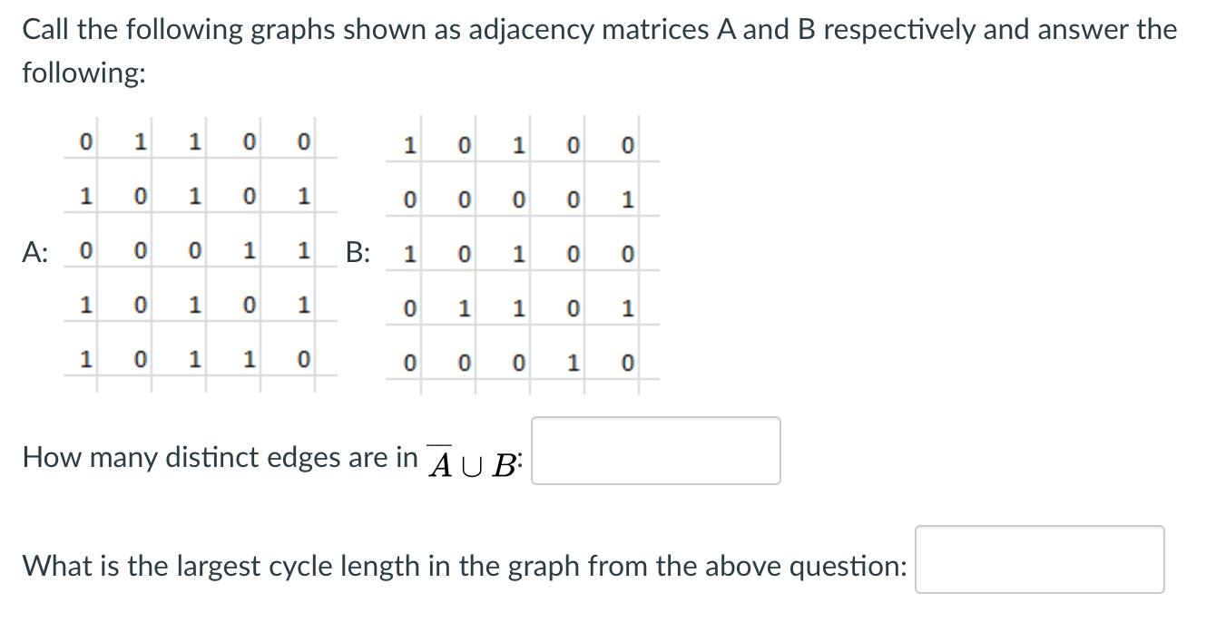 [Solved] Call the following graphs shown as adjace | SolutionInn
