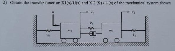 [Solved] 2) Obtain the transfer function X1(s)/U(s | SolutionInn