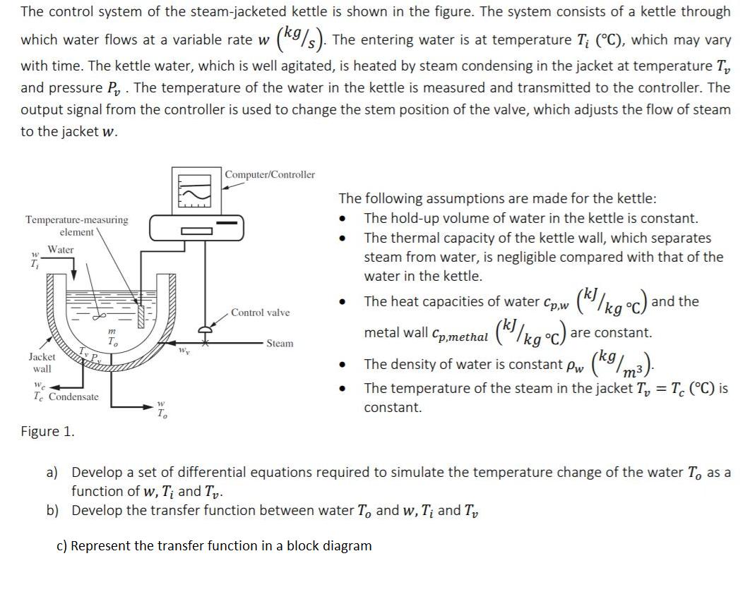 [Solved] The control system of the steam-jacketed | SolutionInn