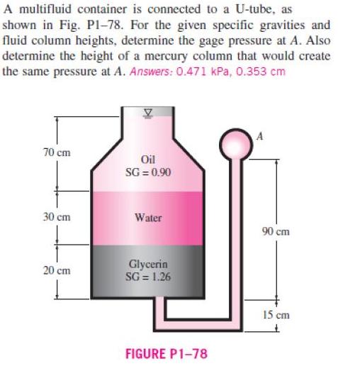[Solved] A multifluid container is connected to a | SolutionInn