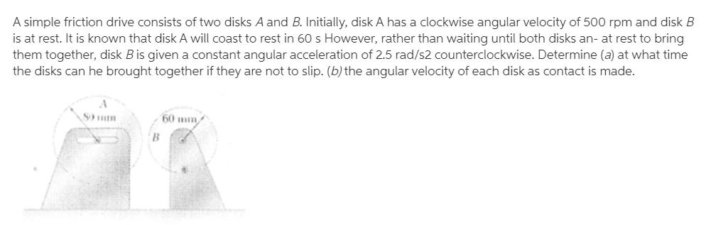 [Solved] A simple friction drive consists of two d | SolutionInn