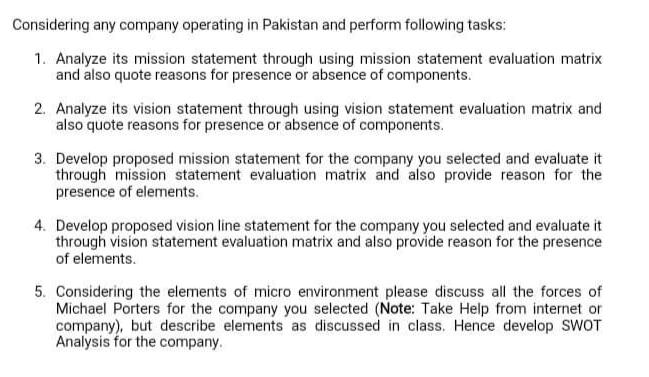 [Solved] Considering any company operating in Paki | SolutionInn