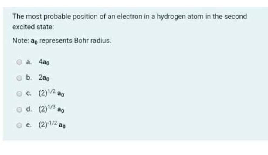 [Solved] The most probable position of an electron | SolutionInn