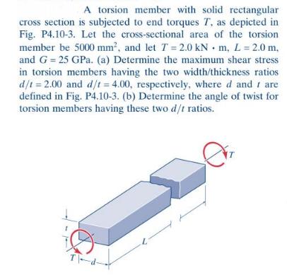 [Solved] A torsion member with solid rectangular c | SolutionInn