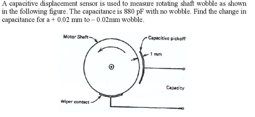 [Solved] A capacitive displacement sensor is used | SolutionInn