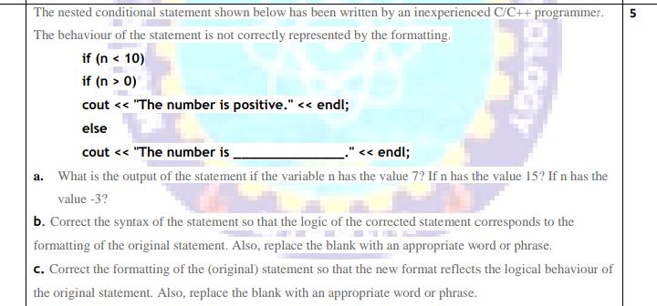 [Solved] The nested conditional statement shown be | SolutionInn