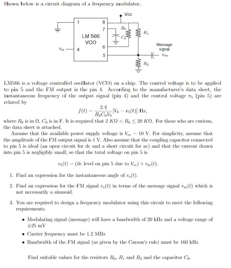 Frequency Modulation Circuit Diagram Using Ic 566 Fm Modulat