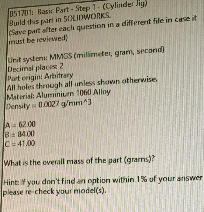 [Solved] B51701: Basic Part - Step 1 - (Cylinder J | SolutionInn