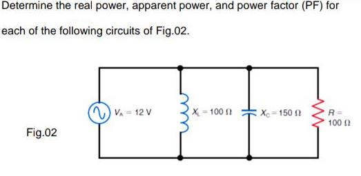 [Solved] Determine the real power, apparent power, | SolutionInn