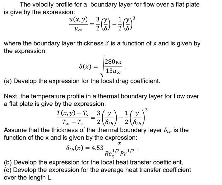 [Solved] The velocity profile for a boundary layer | SolutionInn