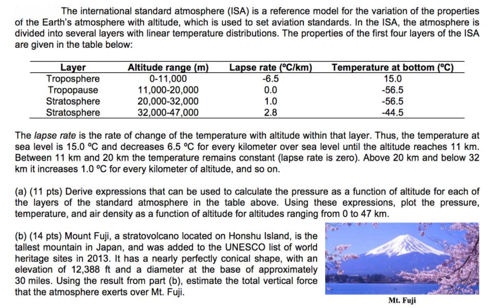 [Solved] The international standard atmosphere (IS | SolutionInn