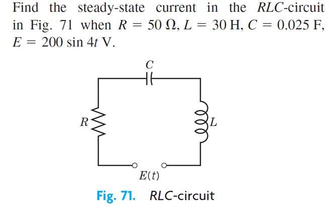 [Solved] Find the steady-state current in the RLC- | SolutionInn